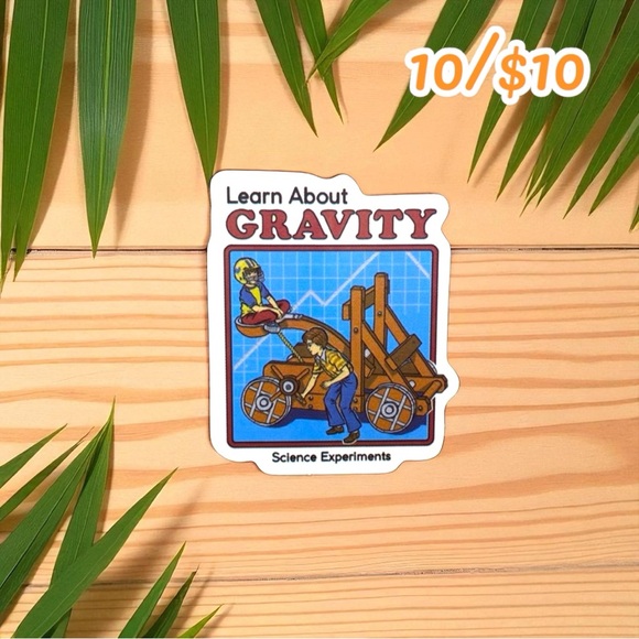 Design | Learn About Gravity Vinyl Sticker Funny Science Experiment ...